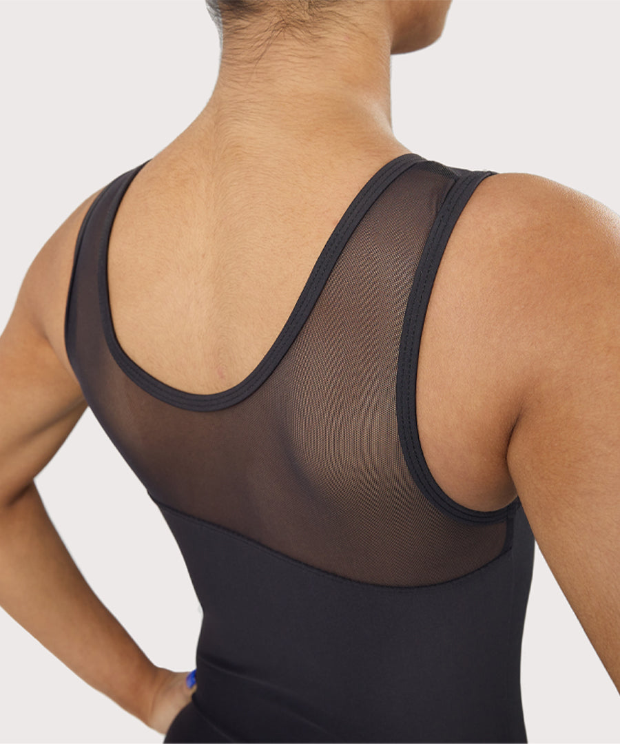 Plum Basic Mesh Leotard-Black