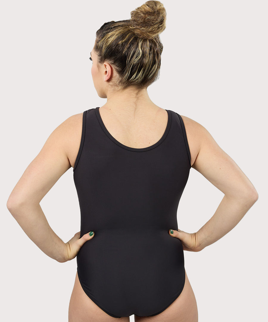 Plum Basic Tank Leotard-Black